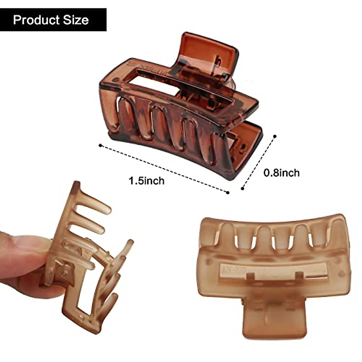 12 PCS Hair Claw Clips, Small Hair Clips for Women Girls, Mini Square Claw Clips, Rectangle Tiny Hair Jaw Clips, Non-slip Banana Clips Barrettes for Thin/ Medium Hair