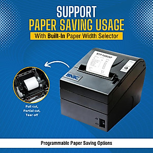 SNBC 132041-NPV Model BTP-R880NPV Thermal Receipt Printer; Blazing Fast 310mm/Second Print Speed; Adjustable Paper Near-End Sensor; Includes Standard USB, Serial and Ethernet Interfaces