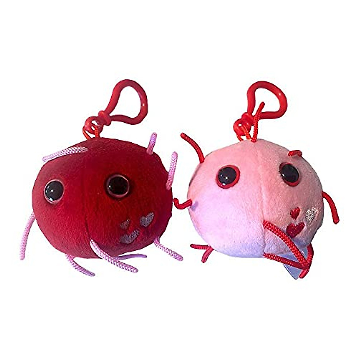 GIANTmicrobes COVID with Love Heart Box - Spread the Love with Adorable Heart Box, Includes two Special Edition Pink and Red COVID Plush Keychains