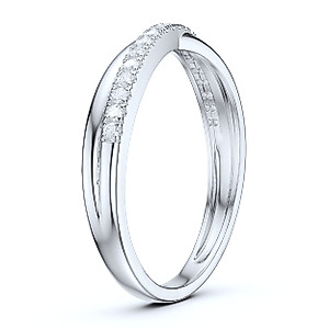 PRSTANI 14k White Gold Fancy Criss Cross Simulated Diamond Pave Ring Wedding Band Half Eternity (6)