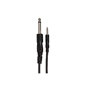 HOSA CMP-303 3.5 mm TS to 1/4" TS Mono Interconnect Cable, 3 feet, Speaker & Hosa CMP-153 3.5 mm TRS to Dual 1/4" TS Stereo Breakout Cable, 3 Feet, Laptop