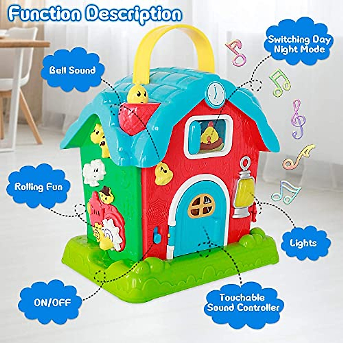 HISTOYE Musical Barn Activity Cube Learning Baby Toys for 1 Year Old Developmental Toddler Early Educational Baby Toys 12-18 Months Interactive Toys for 1 2 3 4 Year Old Girls Boys