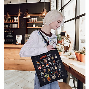 G2TUP Horror Movies Characters Canvas Bag Scary Movies Reusable Tote Bag Halloween Candy Bag (Horror ABC BL TG)