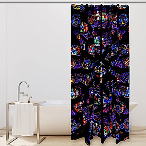 KXO Window Glass Stained Shower Curtain Waterproof Washable Bath Curtains Polyester Bathroom Curtain Set with Hooks 72"x72"