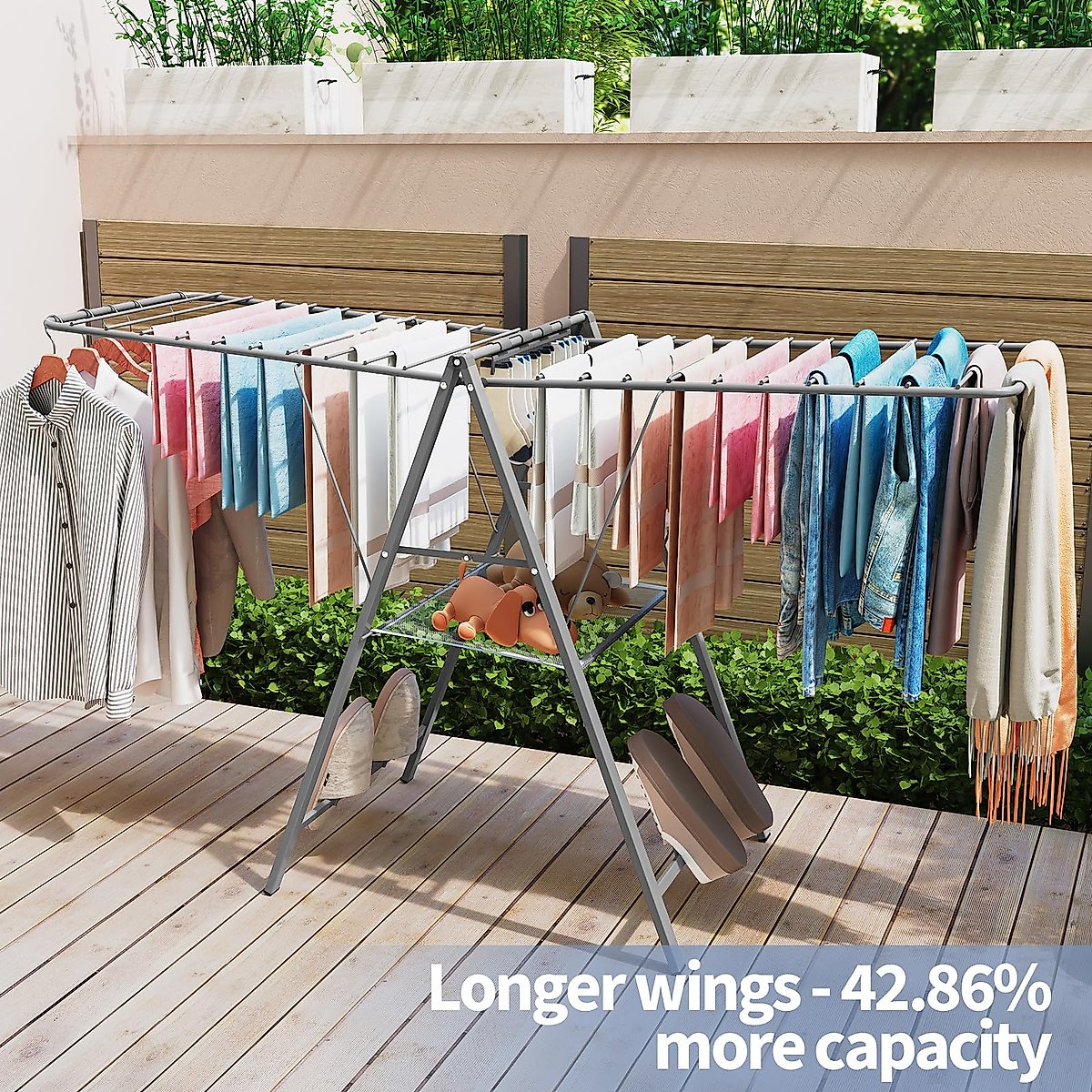 APEXCHASER Ultra Thin Drying Rack – Foldable Clothes Drying Rack with Enhanced Capacity - Convenient and Space-Saving, with Adjustable Wings.
