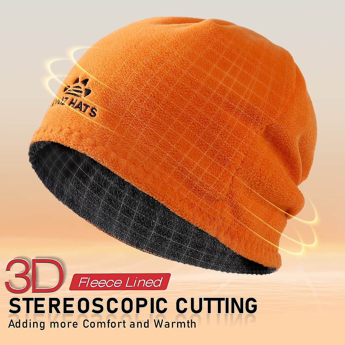 Lvaiz Mens Winter Beanie Hat Warm Fleece Lined Skull Cap for Men Reversible Women Windproof Watch Hat Knit Warm Unisex Beanie Black