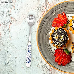 6Pcs Coffee Spoons for Coffee Bar - Chinese Floral Stainless Steel Spoons Kitchen Set Tea Spoons Silverware Set - Ice Cream Spoon Cake Tableware Set Coffee Stirrers Reusable Dessert Spoons for Tea Set