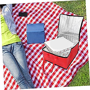 Zerodeko Insulation Bags Insulated Food Bag Foldable Warm Bag Lunch Bag Insulated Succulent Plush Toy Pizza Warmer Bag Insulated Grocery Bag Shopping Tote Zipper Tote Red Non-woven Fabric