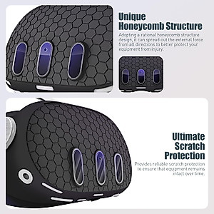 Orzero Soft Silicone Headset Cover Compatible for Quest 3, with 2 Sets 6 Packs Tempered Glass Camera Lens Protector Anti-Drop Strong Protection VR Gaming Accessories - Black