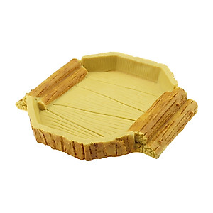 Micro Traders Reptile Water Bowl Resin Food Dish Bearded Dragon Feeding Tray for Chameleon Turtle Lizard Gecko Spider Amphibian Supplies 14.7x14x2cm