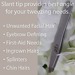 Zizzili Basics Slant Tweezers for Eyebrow and Facial Hair Removal and 3 Piece Nail Clipper Set - Fingernail & Toe Nail Clippers with Nail File and Brown Travel Case - Bundle