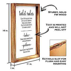 Toilet Rules Bathroom Sign 11x16 Inch - Bathroom Rules Sign, Toilet Rules Sign For Bathroom, Rustic Bathroom Rules Sign, Guest Bathroom Wall Decor, Bath Signs For Bathroom Decor Bathroom Rules Signs