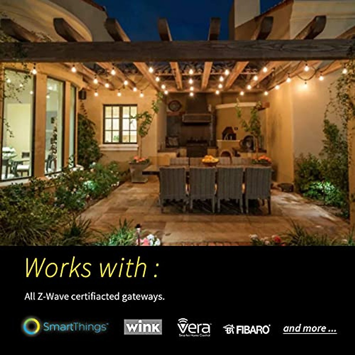 Minoston Z-Wave Plus Smart Plug, Outdoor On/Off Outlet Switch, ZWave Hub Required, Weather-Resistant, Built-in Repeater, Work with SmartThings, Wink, Alexa, Black(MP22Z)