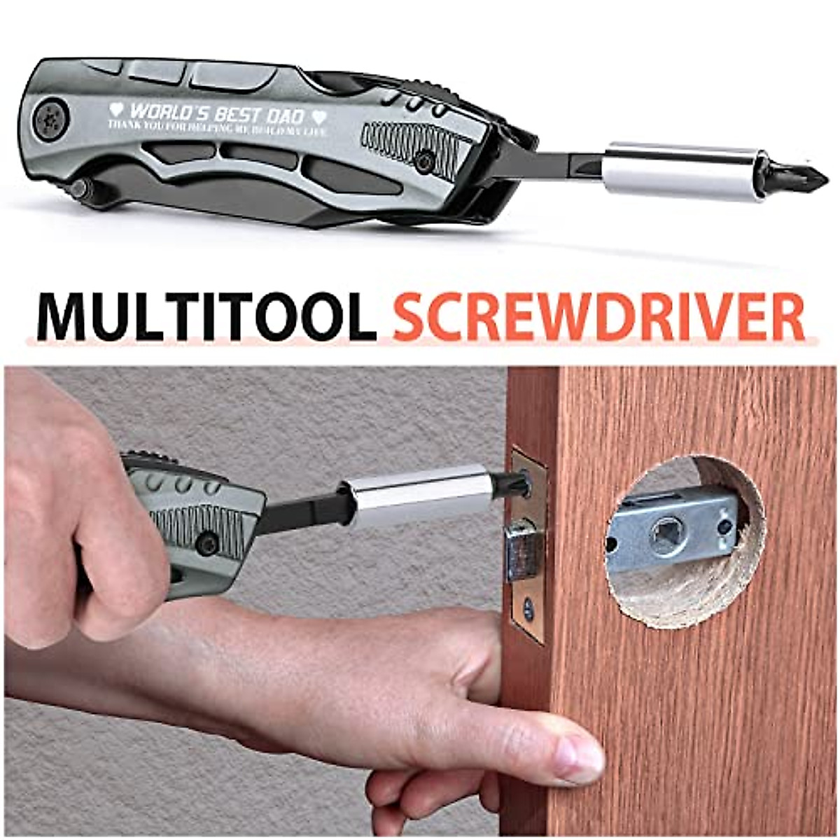 luckdoor Gifts for Dad from Daughter Son,Pocket Knife WORLD'S BEST DAD Christmas Stocking Stuffers for Dad, Fathers Day Birthday Gifts,Cool Gadget for Hiking,Cycling,Camping,Outdoor.