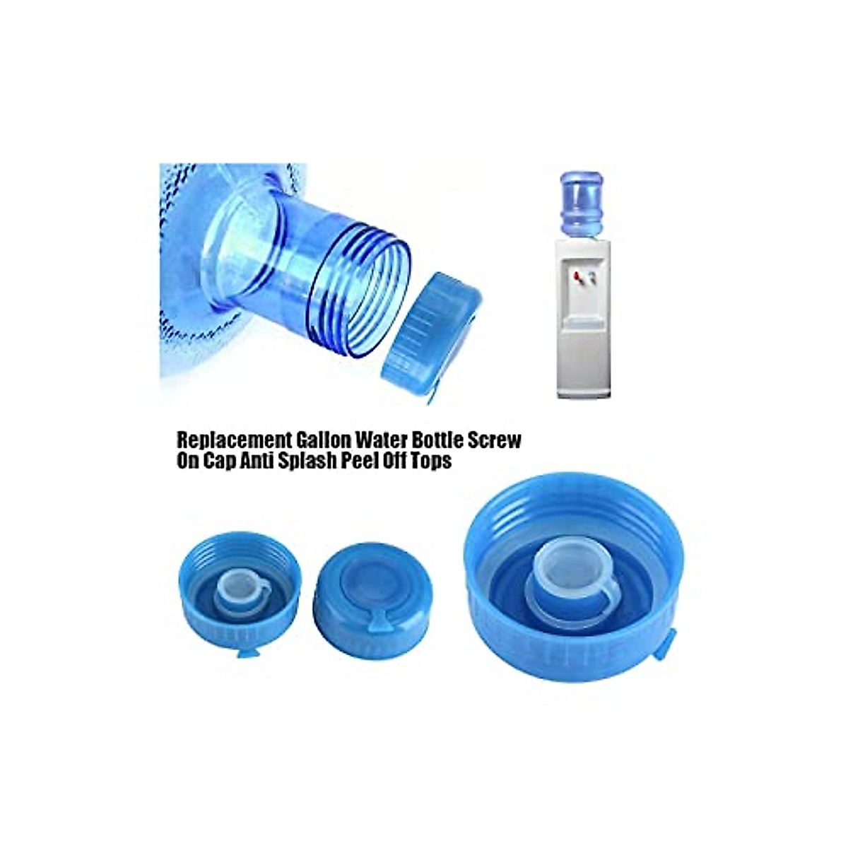 FastUU Simple and Modern Design Gallon Water Bottle Cap 5 Pcs Blue Gallon Water Bottle Caps Safe Water Bottle Caps Gallon Water Bottle Cap, Gallon Water Bottle Lid, Reusable Screw On Cap