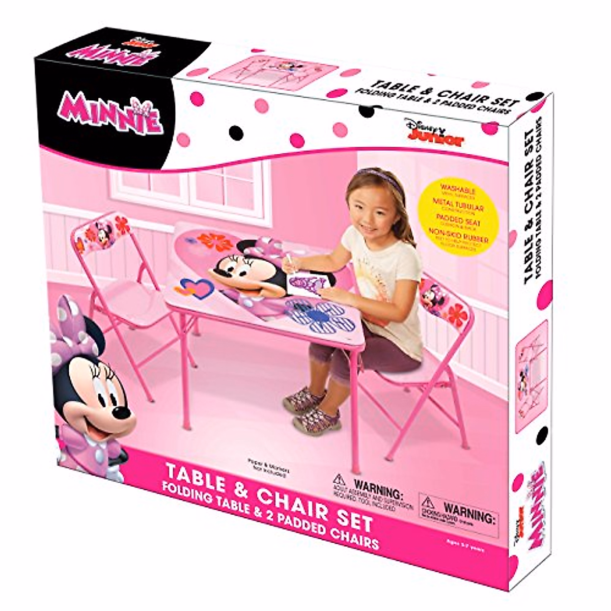 Minnie Mouse Activity Table Set with 2 Chairs for Girls Ages 3-7 Years Old