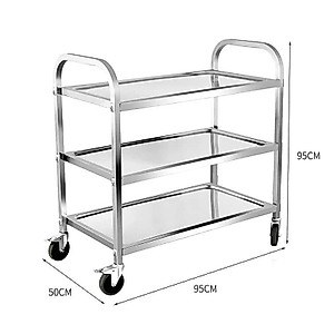 CXDTBH 3 Shelf Kitchen Trolley Commercial Food Pantry with Wheels Kitchen Storage Rack