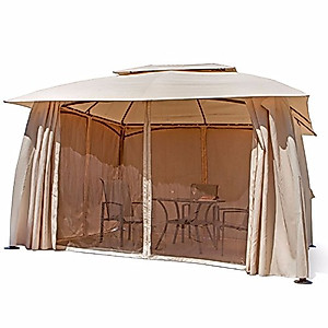 Barton 10' x 13' ft Garden Patio Gazebo Fully Enclosed All-Season w/Mosquito Netting and Curtains -Beige