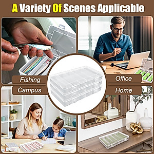 Lainballow 4 pcs 6 Grids Tackle Box Organizer, Clear Plastic Fishing Tackle Storage Box, Visible Bead Storage Containers, Utility Organizer Container Case for Crafts Beads Earrings Screws Nail Pins