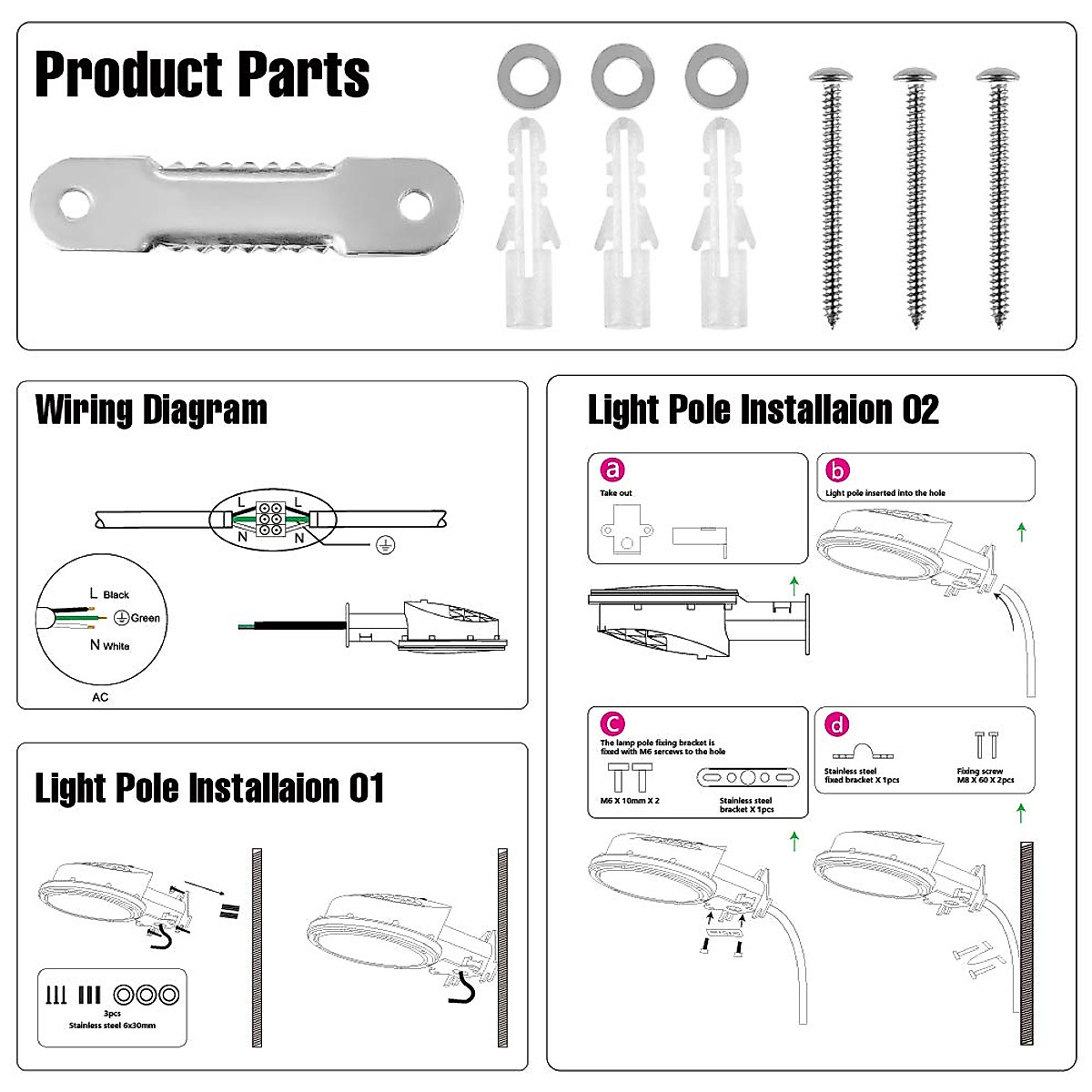 Area Lights for Outdoor Dusk to Dawn，100W LED Barn Light ，15000 Lumens，Wall lamp 5000K Daylight，Yard Lights Outdoor Waterproof IP65 ，Street Light Sensor，100-277V，Security Floodlight，5-Year Warranty