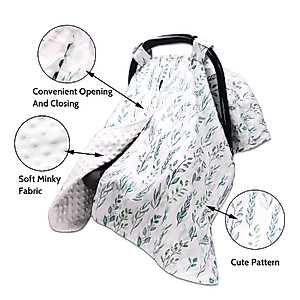 Car Seat Covers for Babies and Nursing Pillow Cover, Green Leaf