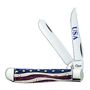 Case WR XX Pocket Knife Patriotic Smooth Natural Bone Mini Trapper Item #64135 - (6207 SS) - Length Closed: 3 1/2 Inches