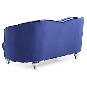 Glory Furniture Jewel Velvet Loveseat in Blue