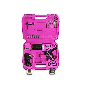 Pink Power Pink Drill Set for Women - 12V Li-Ion Pink Cordless Drill Driver Tool Kit for Women - Electric Screwdriver with Case, Battery, Charger and Bit Set
