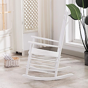 BplusZ Outdoor Rocking Chairs Set of 2 Patio Rocker Furniture for Porch Garden Lawn Indoor Classic Arm Chairs White