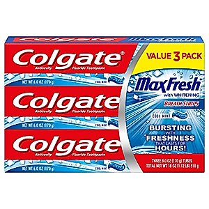 Colgate Max Fresh Toothpaste With Mini Breath Strips, Cool Mint, 6 Ounce, 3 Count