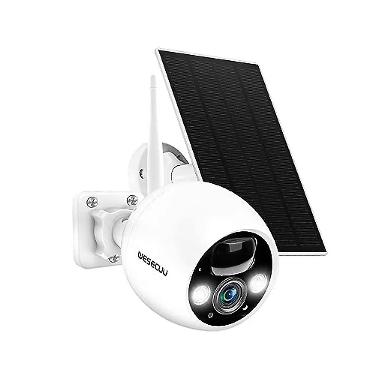 WESECUU Solar Security Cameras Wireless Outdoor, 2K 2.4GHz WiFi Cameras for Home Security Outside Battery Powered with Motion Detection Spotlight Siren Alarm Night Vision Two Way Audio Cloud/SD