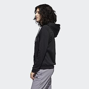 adidas womens Game & Go Pullover Hoodie Black/Metallic Silver X-Small