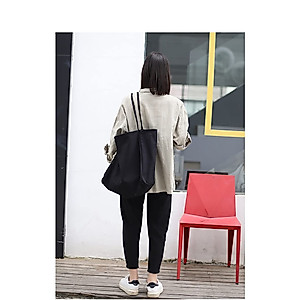 Jeelow Canvas Tote Handbag Shoulder Bag Purse Lightweight Yoga Shopping Travel For Men Women (Black Oversize)