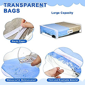 Set of 20 Clear Zippered Storage Bags Sheet Bags for Storage Sweater Storage Bags Zippered Cloth Bag with Handle Pocket for Bed Sheet Sweaters Blankets Throws Pillows Crafts, 11 x 15 x 4 Inch