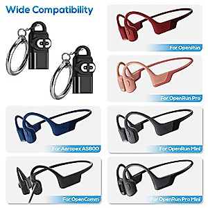 2-Pack Charging Adapter Replacement for AfterShokz Aeropex AS800 & Shokz OpenRun Pro & OpenRun & OpenRun Mini & OpenComm, USB Type C Charger Adapter for AfterShokz Aeropex Bone Conduction Headphones