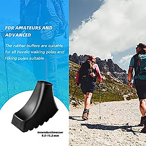 6 Pack Hiking Walking Sticks Rubber Tips, Replacement Tips Protectors for Trekking Poles, Fits Most Standard Hiking, Trekking, Walking Poles (Shoe Shape Tips)
