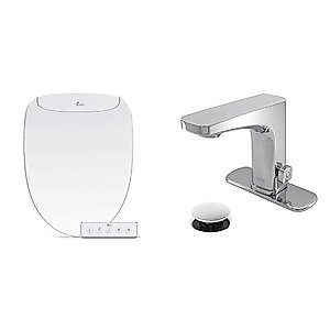 Bathroom Refresh Bundle Includes (1) Bio Bidet Discovery DLS Elongated Smart Low-Profile Bidet Toilet Seat and (2) Grove Motion Activated Hands Free Bathroom Faucets in Chrome Finish