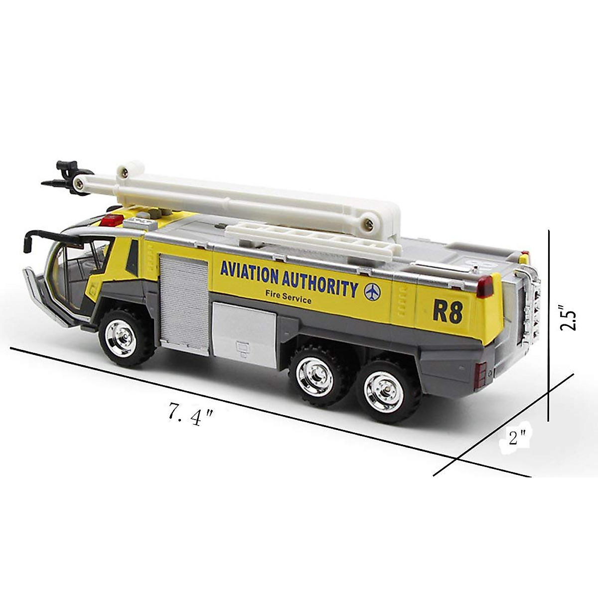 Ailejia Airport Fire Trucks Toy for Boys Fire Engine Toys Fire Engine Pullback Friction Toy Airport Rescue Diecast Vehicle Model (Yellow)