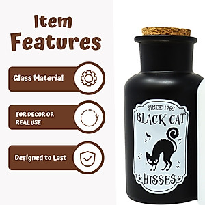 4E's Novelty Set of 3 Glass Decorative Apothecary Potion Bottles Halloween Tabletop Mantle Decorations, Halloween Witch Farmhouse Decor for Tiered Tray Table Centerpiece