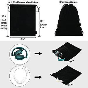 Cosmos Set of 2 Premium Black Travel Carry Drawstring Headphones Pouch Bag