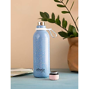 Grupo Erik Official Water Bottle-Sports Bottle-500ml / 17OZ, Stainless Steel, Vacuum Insulated Water Bottle, Double Wall Reusable Water Bottle With Carabiner, BPA Free, Kawaii Water Bottle (Amelie)