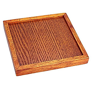 Tea Tray Wood Small Portable Square Shape Solid Wood Tea Coffee Snack Food Dinning Serving Tray Plate(12.5 x 12.5 x 2cm / 4.92 x 4.92 x 0.78 inch)