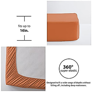 Anluoer Queen Comforter Set, Burnt Orange Tufted Bed in a Bag 7 Pieces with comforters and Sheets, All Season Bedding Sets with 1 Comforter, 2 PillowShams, 2 Pillowcases, 1 Flat Sheet, 1 Fitted Sheet
