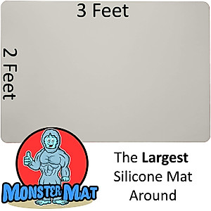 MonsterMat 36x24 Inch Extra Large Silicone Table Protector Craft Mat for Painting, Clay, Projects, Arts and Crafts and More. Easy Clean Up and Rolls for Storage. Largest Mat Available. (Gray)
