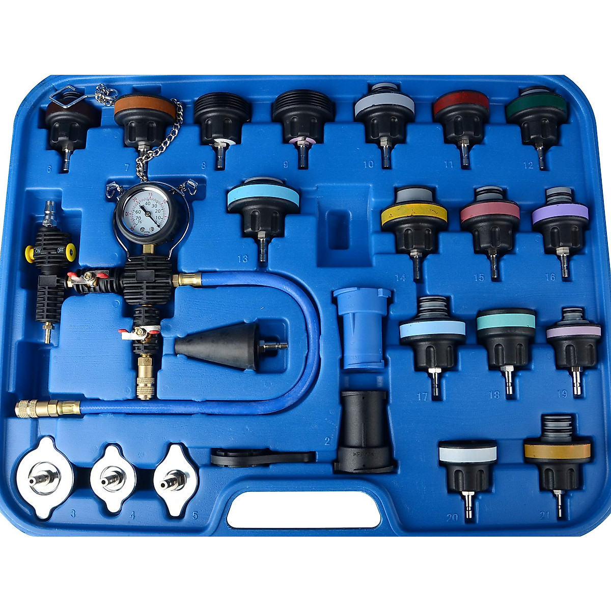 DAYUAN 28pcs Universal Radiator Pressure Tester Kit, coolant Pressure Tester kit coolant Vacuum Refill kit for Cooling System