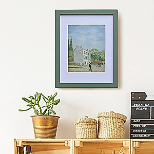 Muzilife 11x14 Wood Picture Frame Flat Display Pictures 8x10 with Mat or 11x14 Without Mat for Wall 2pcs, Green