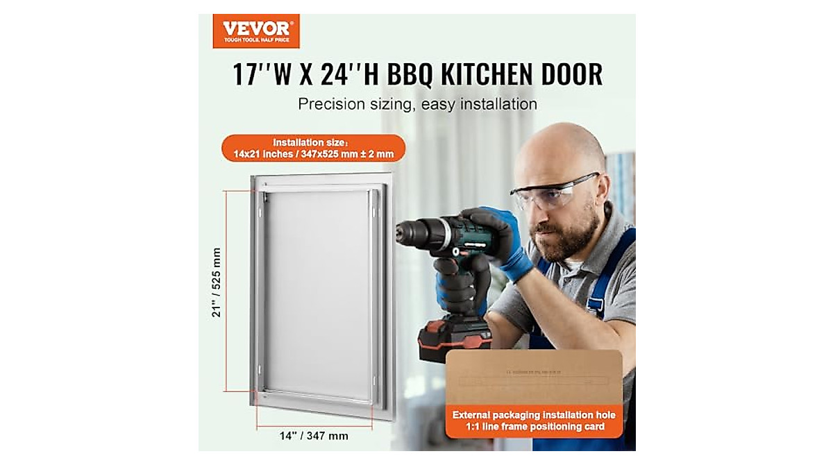 VEVOR Stainless Steel BBQ Access Door 17x24 Inches for Outdoor Kitchens
