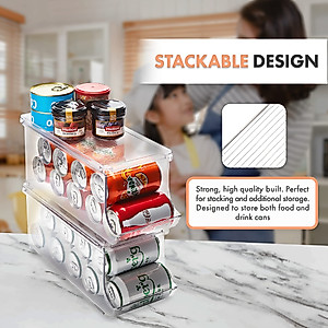 JINAMART Set of 2 Stackable Soda Can Organizer for Refrigerator with Lids, Can Holders for Pantry - Holds 9 Cans Each, BPA Free Can Organizer for Pantry, Fridge, Freezer, Countertops and Cabinets