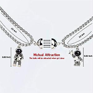 Innocence 925 Silver Plated Mutual Attraction Couples Matching Necklaces For Men Women Spaceman Pendants 2 PCS Promise Astronaut Birthday Valentine's Day Gift Jewelry For Him Her