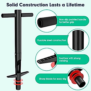 Lilyvane Bulb Planter Tool for Lawn and Garden,Heavy Duty Steel Gardening Bulb Planter Weeding Tools for Digging Hoes Soil Sampler Transplanting Sod Plugger Flower Bulb Garden Planting Tool